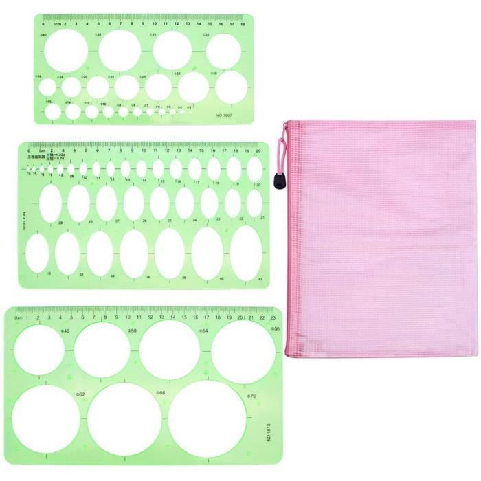 3 Pièces Modèle de Cercle Gabarits en Plastique avec Cercles Ovales et ...