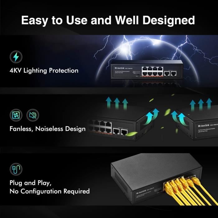 Switch PoE 10 Ports Mokerlink 8 PoE 100 Mbps 2 Gigabit Uplink switch-poe-10-ports-mokerlink-8-poe-100-mbps-2-gigabit-uplink