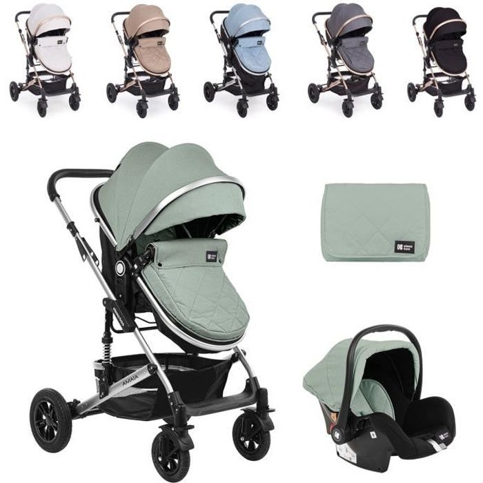 Poussette 3 en 1 Amaia - Kikkaboo - Siège auto - Siège sport - Nacelle ...