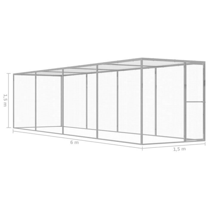 Cage pour chat - Qqmora - GAH0613 - Acier galvanisé - 6x1,5x1,5 m ...