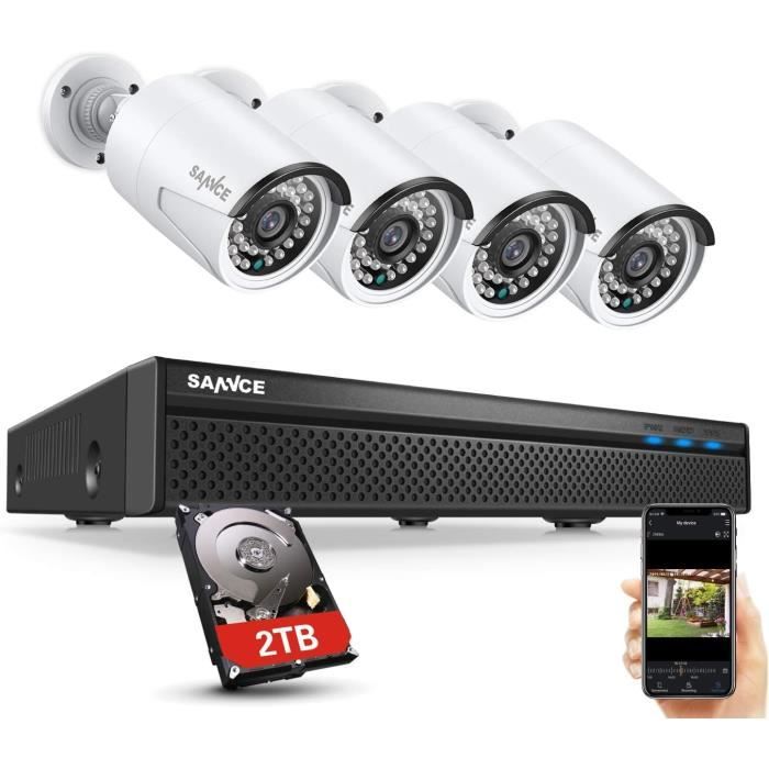 5Mp Poe Système Kit De Surveillance 8Ch Nvr H.264+ Avec Hdd 2Tb Et 4 Ip ...