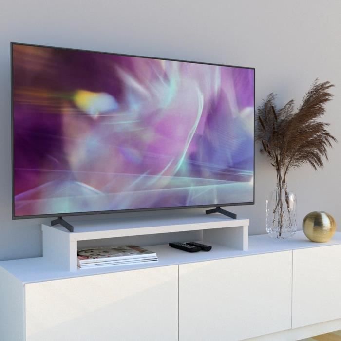 Support Élévateur Tv En Bois Fsc 90 X 35 X 15 Cm Blanc Supporte 60 Kg ...