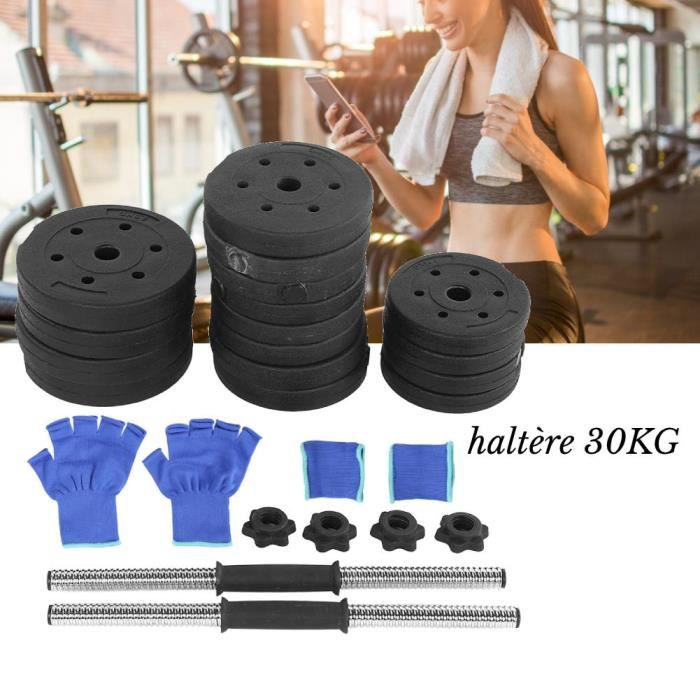 Haltères Musculation Gym Entraînement 30KG réglables de 16PCS Disques ...
