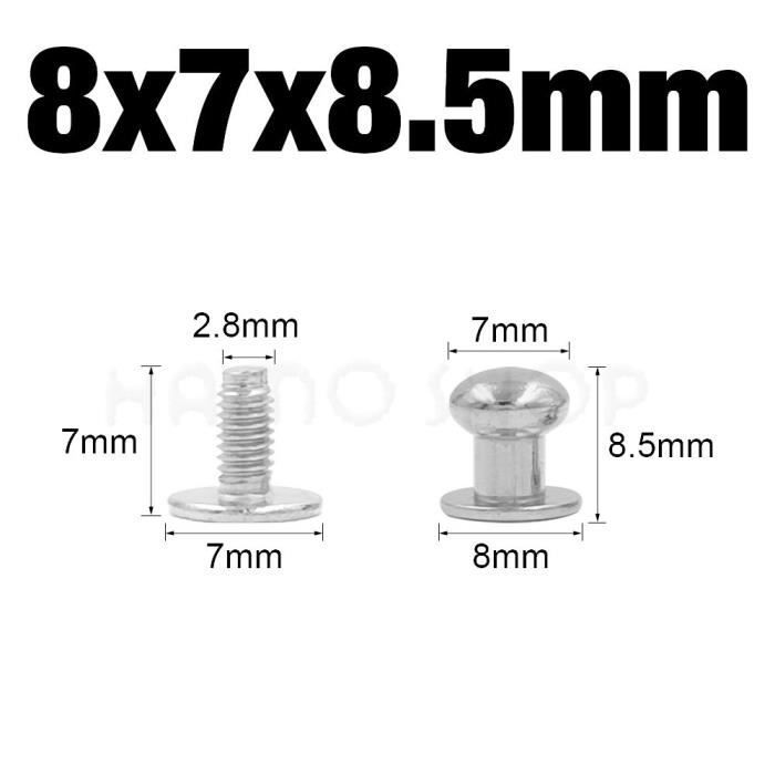 RIVET,50pcs 8x7x8.5mm--Lot de 5 à 50 pointes argentées, Rivets pour ...