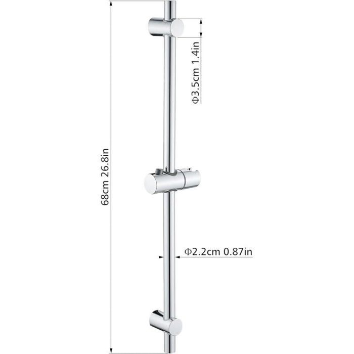 Barre de douche en acier inoxydable - OKZ - 68x2,2 cm - Chromé ...