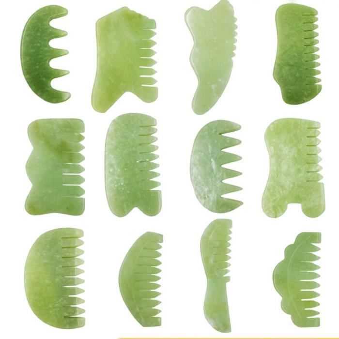Style 4-Peigne Gua Sha Meridian en pierre naturelle, massage Sclap ...
