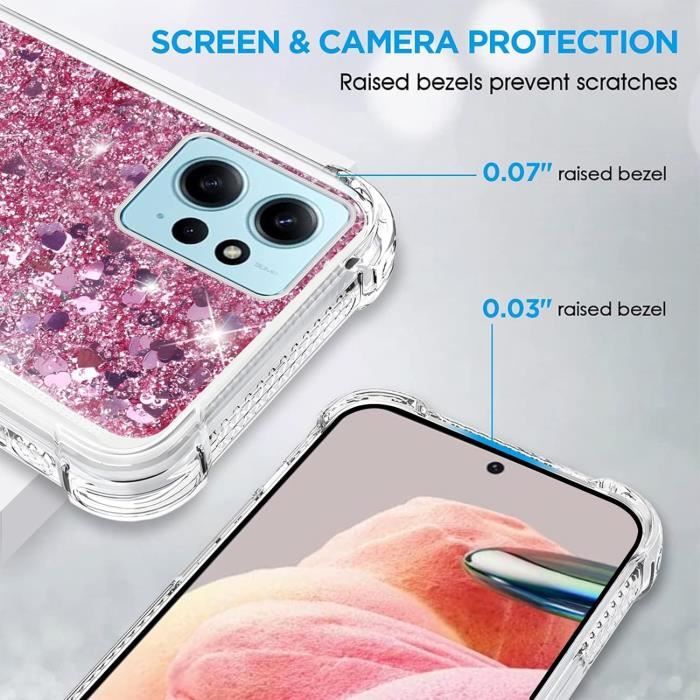 Coque Xiaomi Redmi Note 12 4G avec Cordon, Paillette Liquide ...