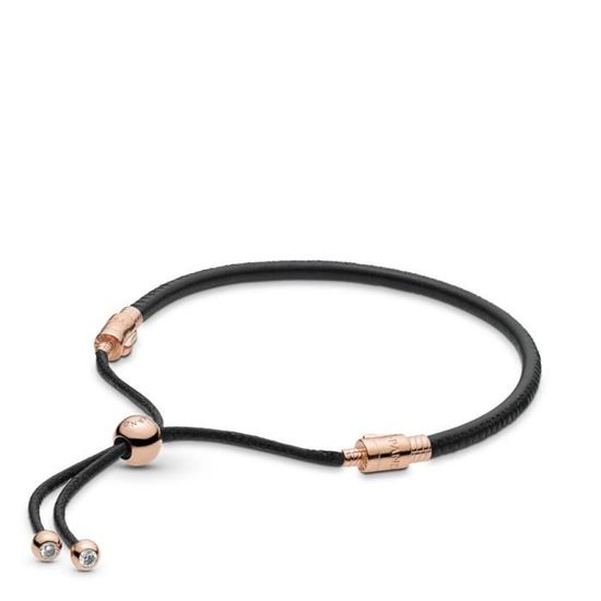 PANDORA BRACELET MOMENTS COULISSANT EN CUIR, NOIR 588059CBK - Achat ...