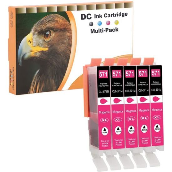 5X Magenta Cartouches D'Encre Compatibles Pour Canon Pixma Cli-571M Xl ...