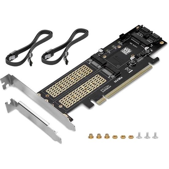 M.2 NVMe SSD NGFF Vers PCIE 3.0 X16 Adaptateur M Clé B Clé MSATA Extension PCI SATA 3 en 1 ...