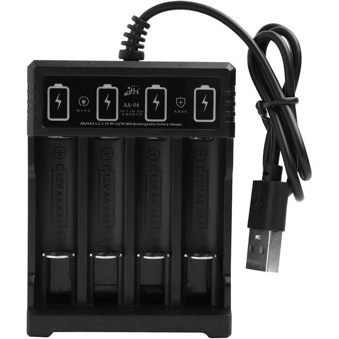 4 Slots Chargeur Piles Rechargeable Charge, Chargeur de Pile ...