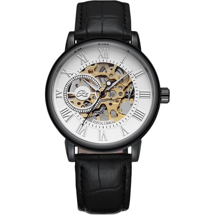 Montre Squelette Homme Mécanique Automatique Montres Avec Bracelet En ...
