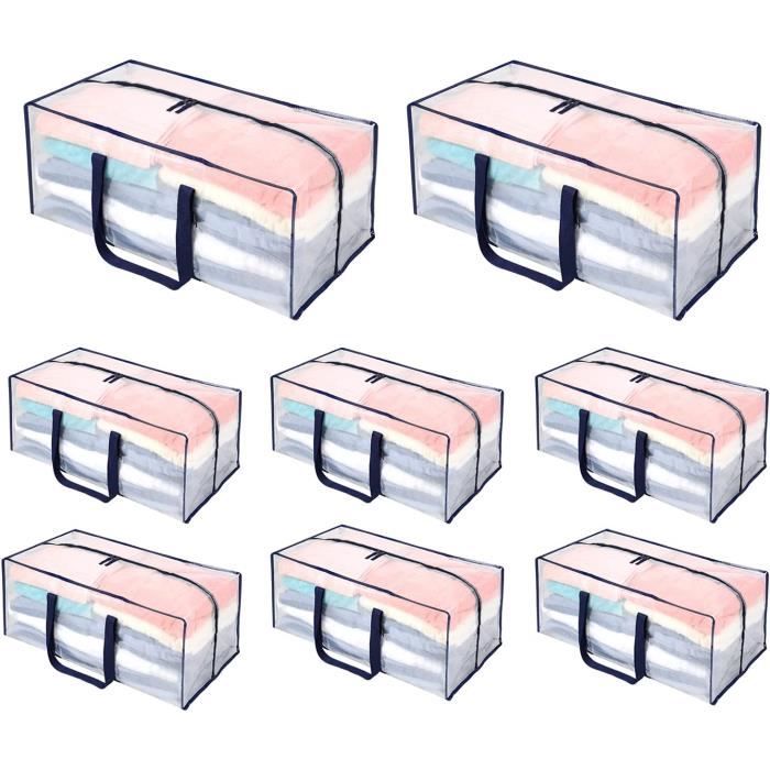 Lot De 8 Sac De Rangement Extra Larges Et Résistants, Fermeture Eclair ...