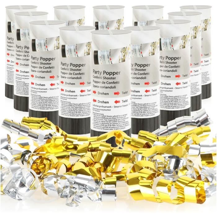 ® 12X Shooter Party Popper Set 11 Cm - Canon À Confettis - Serpentins ...