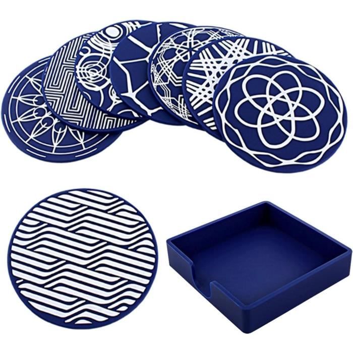 Verre En Silicone, Sous-Verres Durables, Verre En Silicone Bleu Foncé, Design Antidérapant ...