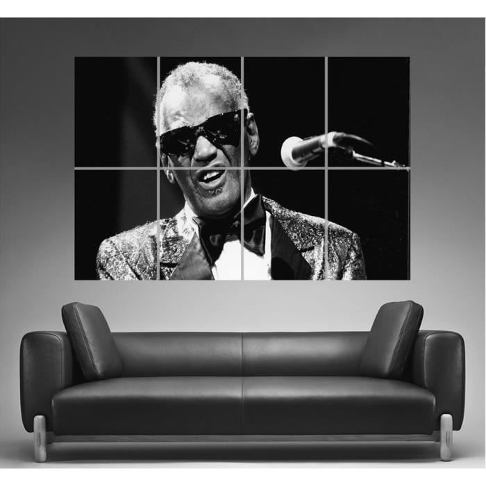 Ray Charles Legend Singer B&W Poster Wall Art Poster Grand format A0 ...