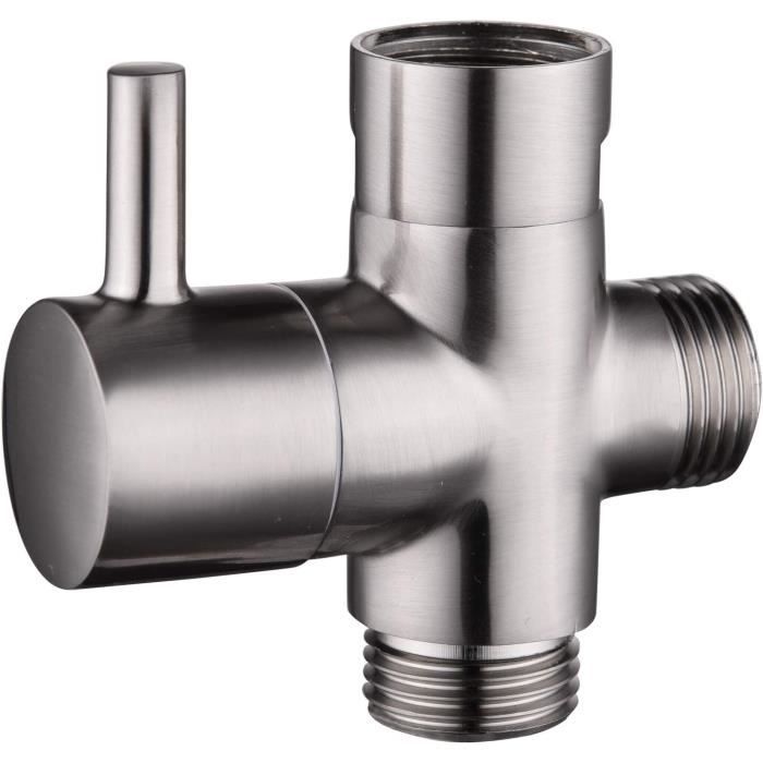 Valve 3 voies en laiton massif G1-2" Douchette Composants de Douche Raccord universels,Nickel ...