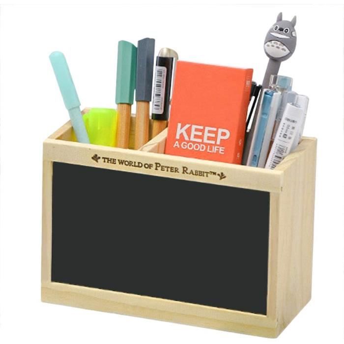 Pot à Crayons en Bois avec Tableau Noir, Multifonction Porte-stylo avec ...