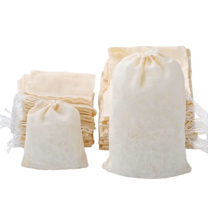 60Pcs Sachets en Mousseline de Coton,8x10cm et 10x15cm Sachets thé ...