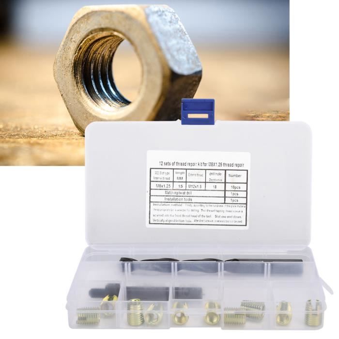 Insert fileté 12PCS M8 x 1.25 Kit de réparation de filetage Inserts ...