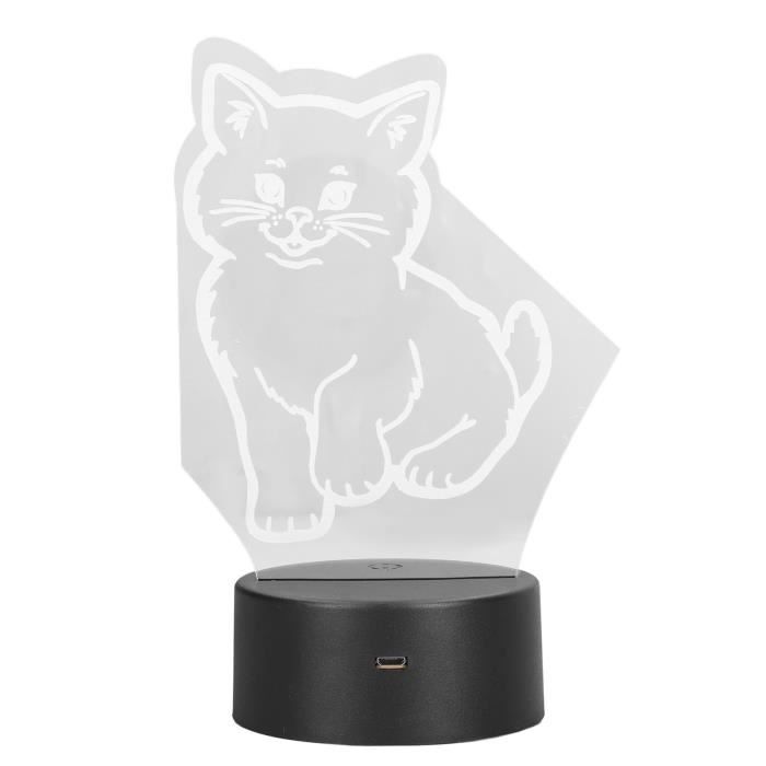 Keenso Lampe chat 3D Lampe 3D chat 3D LED couleurs réglables lumière ...
