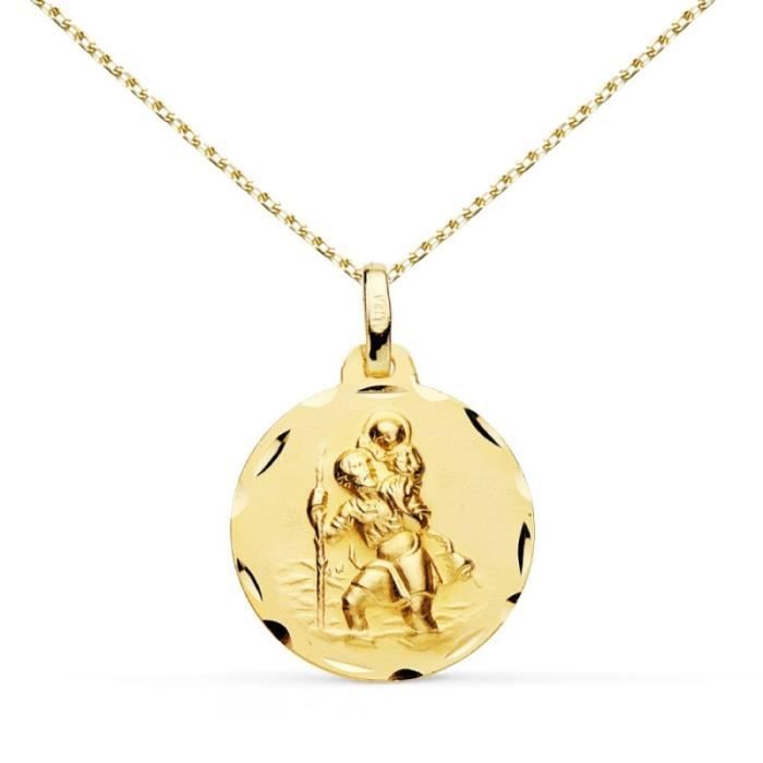 Collier - Médaille Saint Christophe Or Jaune - Chaîne Dorée Or Jaune ...