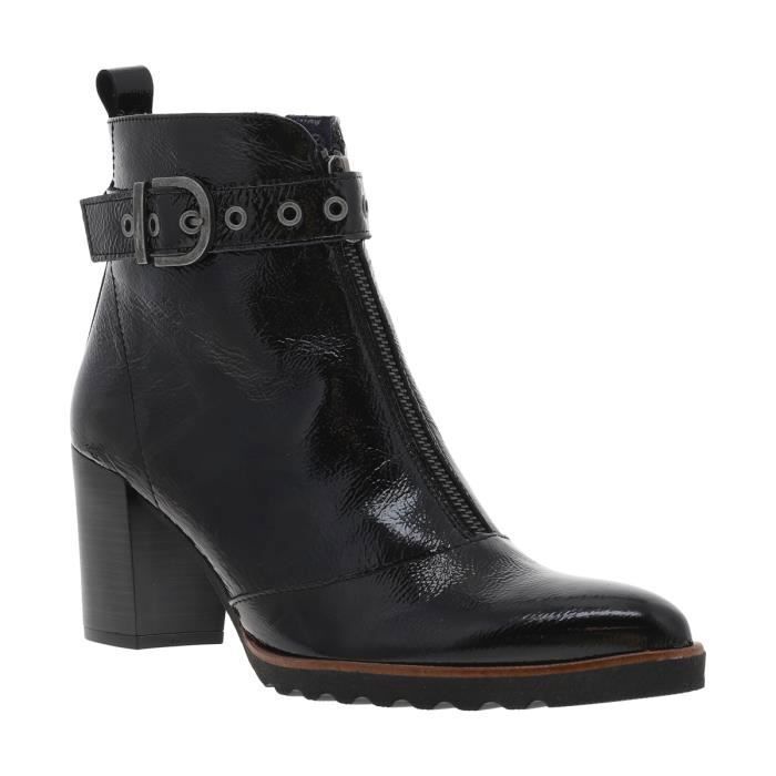Bottines cuir talon décroché haut Dorking noir - Femme - D8300-NA ...