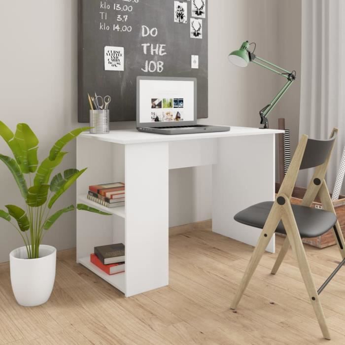 Bureau Contemporain Table de bureau Blanc 110x60x73 cm Aggloméré ...