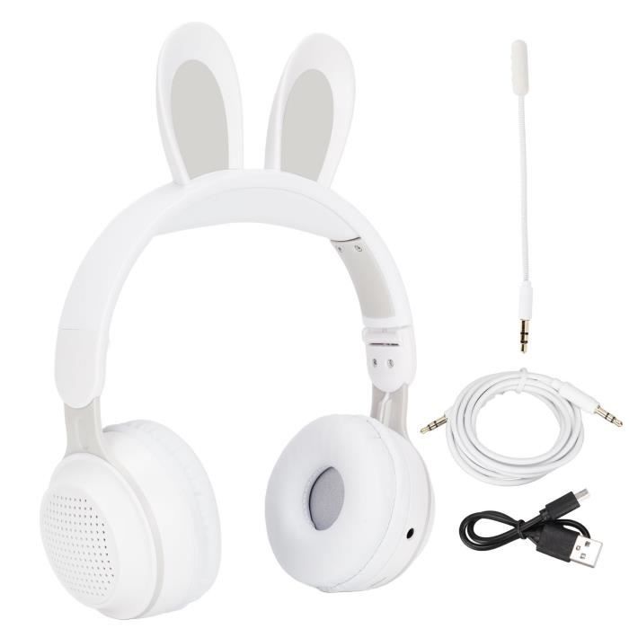 Qiilu casque d'écoute sur l'oreille Oreille de lapin Bluetooth 5.0 ...