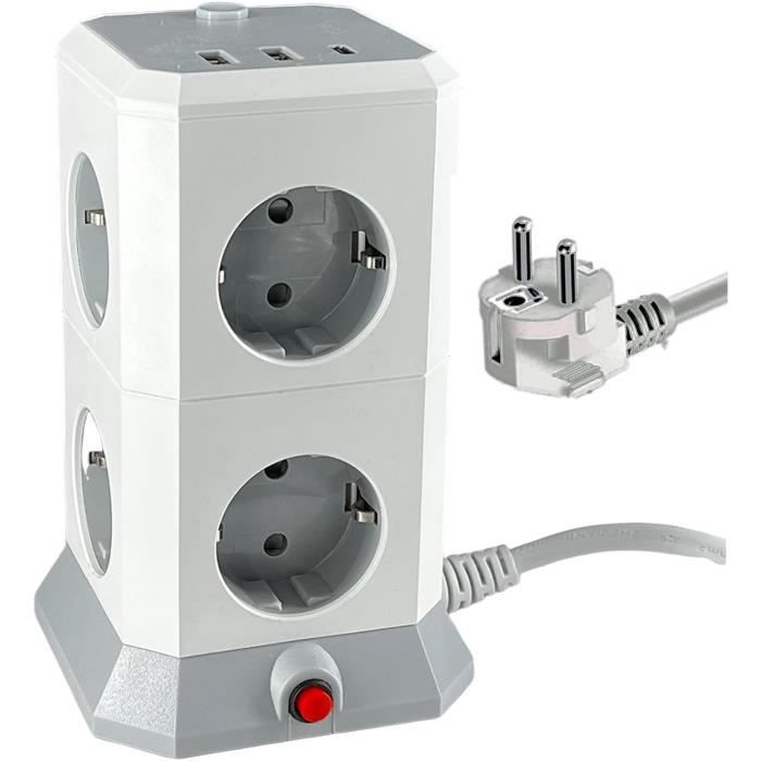 8 Voies Multiple Socket Cube, 2 Fiches Multiples Usb 1 Type C, Prises 8 ...