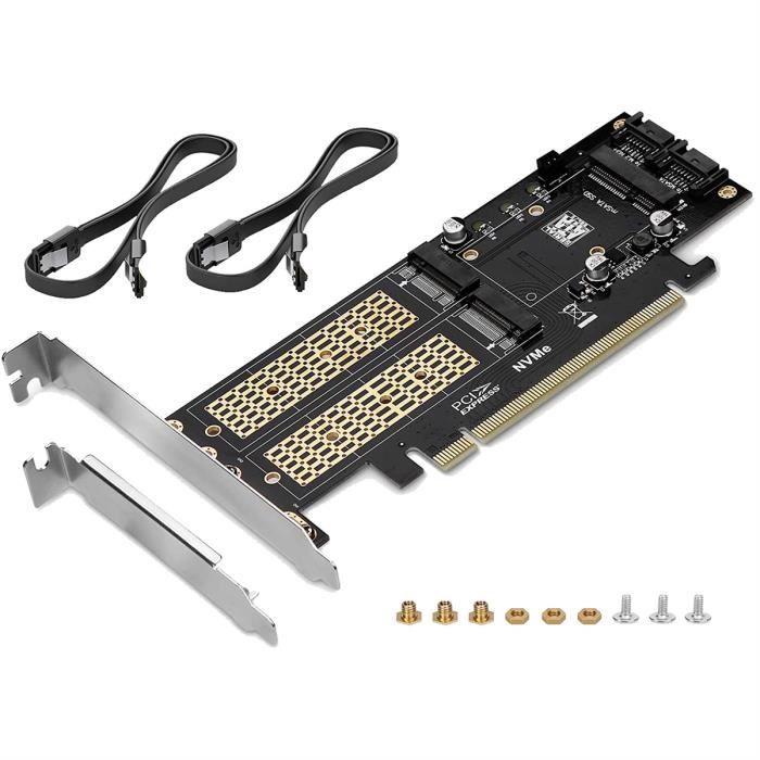 M.2 NVMe SSD NGFF Vers PCIE 3.0 X16 Adaptateur M Clé B Clé MSATA Extension PCI SATA 3 en 1 ...