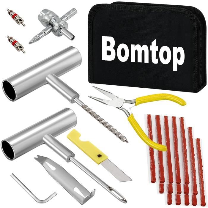 Bomtop Kit Réparation Pneu Tubeless, Meche Pneu crevaison Kit de ...