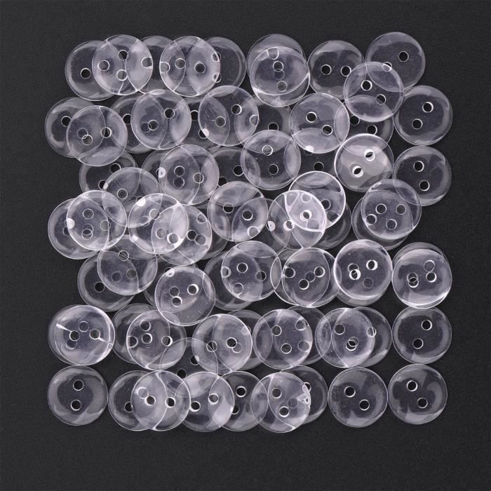 Boutons ronds en plastique transparent de 10 mm 2 trous, boutons ...