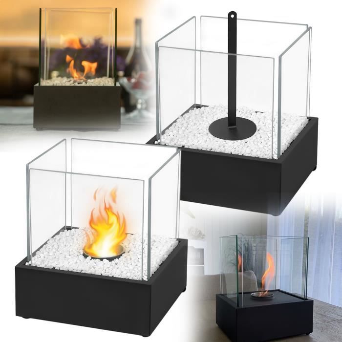YRHOME Cheminée Éthanol de Table 24.5x20.5x14.5cm, Acier Inoxydable ...