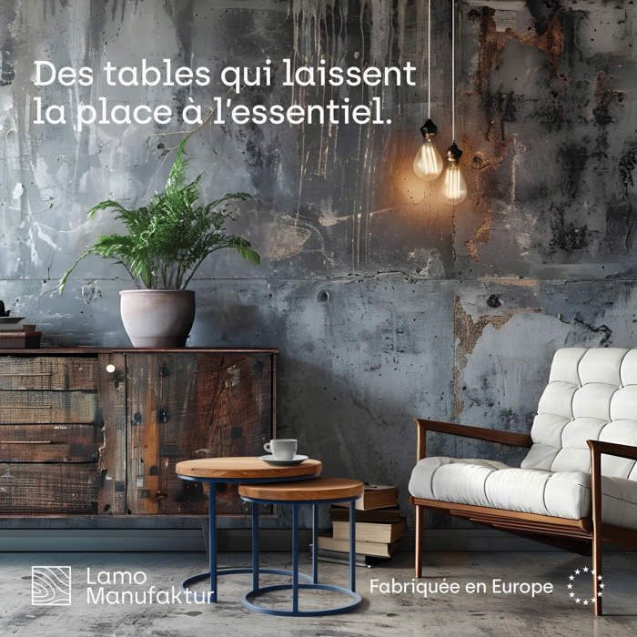 LAMO Manufaktur Table basse gigogne en bois rond - lot de 2 pièces ...