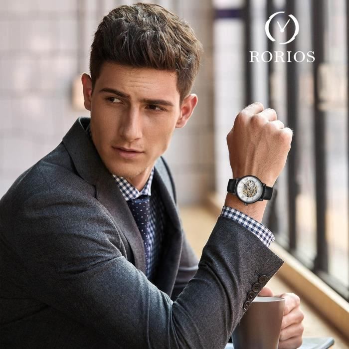 Montre Squelette Homme Mécanique Automatique Montres Avec Bracelet En ...