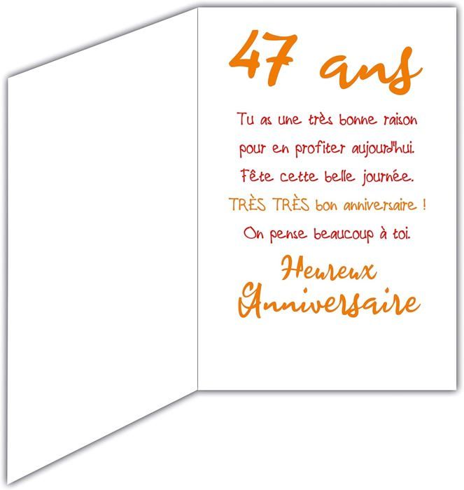 Carte Anniversaire 47 ans en Or Doré Brillant en Relief Texturé pour ...