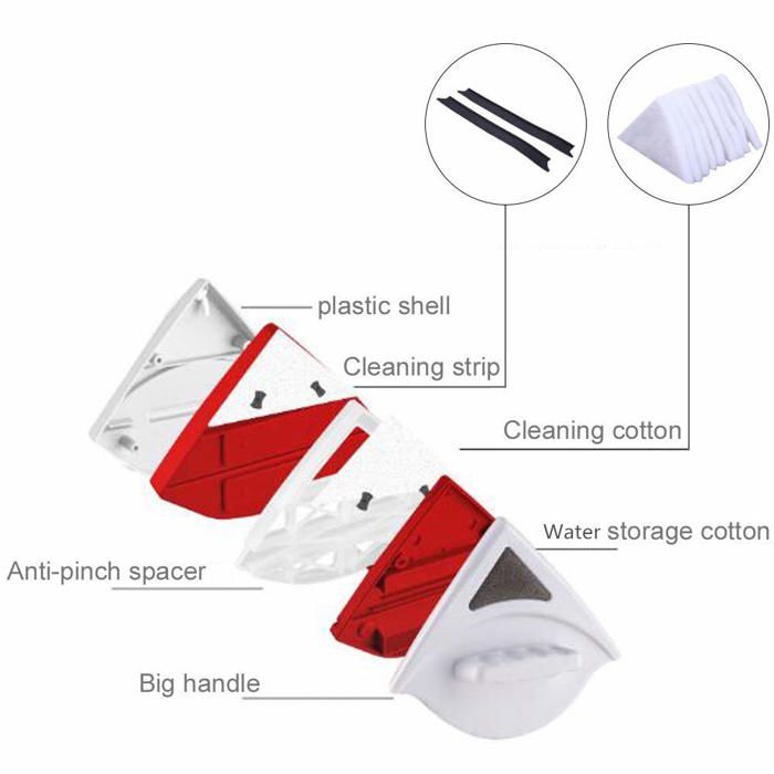 Nettoyeur de vitres magnétique double face avec grattoir - Compatible ...