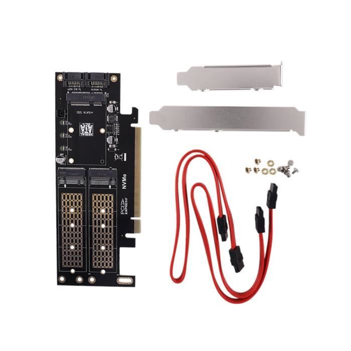 M.2 NVMe SSD NGFF Vers PCIE 3.0 X16 Adaptateur M Clé B Clé MSATA Extension PCI SATA 3 en 1 ...