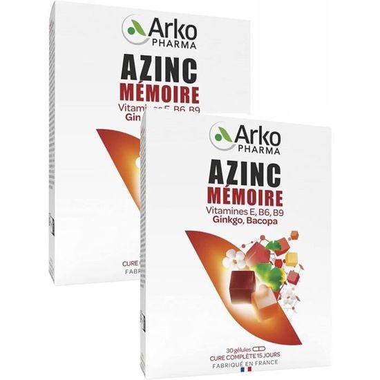 Arkopharma Azinc Mémoire Lot de 2 Boites de 30 Gélules - Cdiscount ...