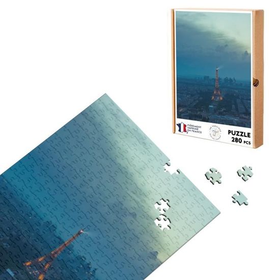 Puzzle Classique 280 pièces Vue Aérienne de la Tour Eiffel Illuminee Vue De Paris France ...