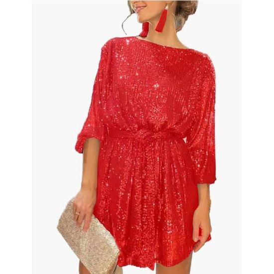 Mini Robe Élégante Et Sexy À Paillettes Pour Femme - Extensible - Robe ...
