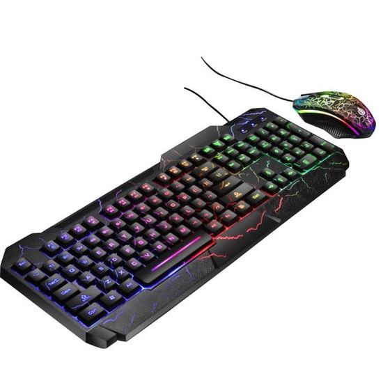 Clavier filaire Souris Gamer Kit Clavier filaire Ensemble de jeu LED de ...