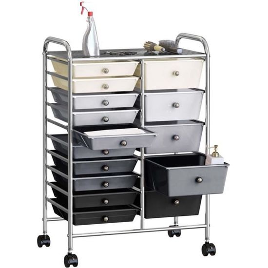 Caisson sur roulettes Chariot de rangement mobile à 15 tiroirs XXL ...