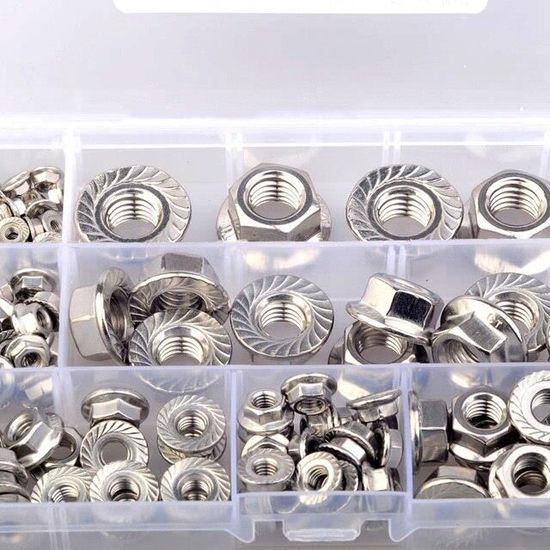 ECROU,140PCS--Assortiment'écrous à bride en acier inoxydable 140, 304 ...