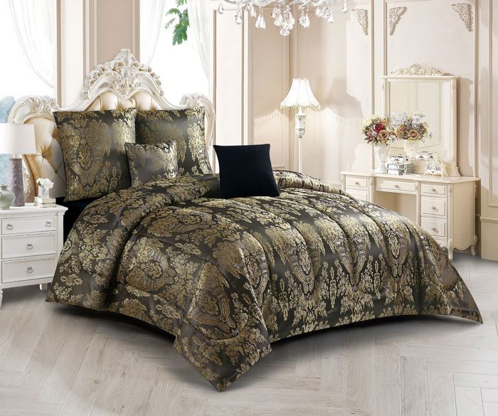 Couvre Lit - BRENDA - 5 Pcs - Noir - 220x240 cm - 100% Polyester ...