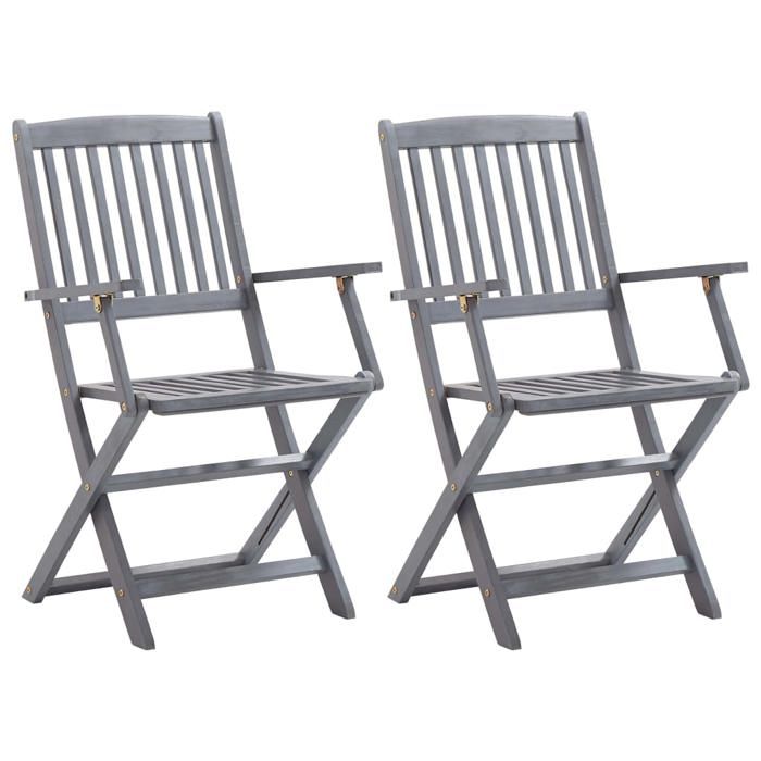 "SWEETY" Chaises pliables d'extérieur lot de 2 et coussins Bois d ...