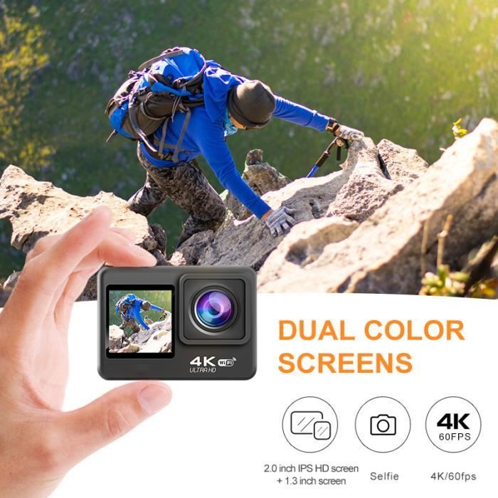 Carte SD 128G-caméra d'action 4K 60FPS, écran 2.0 pouces, Zoom 4x ...
