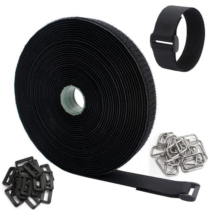 Attache Câble Adhésif, 10m x 25mm Sangles de Câble avec Boucles en ...