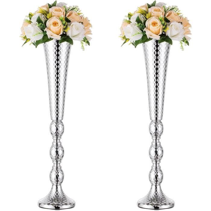 Vase Trompette Centres Table Mariage Pour Tables 2 Pièces Vase Argent ...